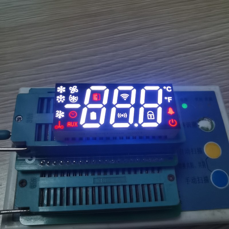عرض LED متعدد الألوان 3 أرقام 7 قطعة الكاثود المشترك لمراقب الثلاجة